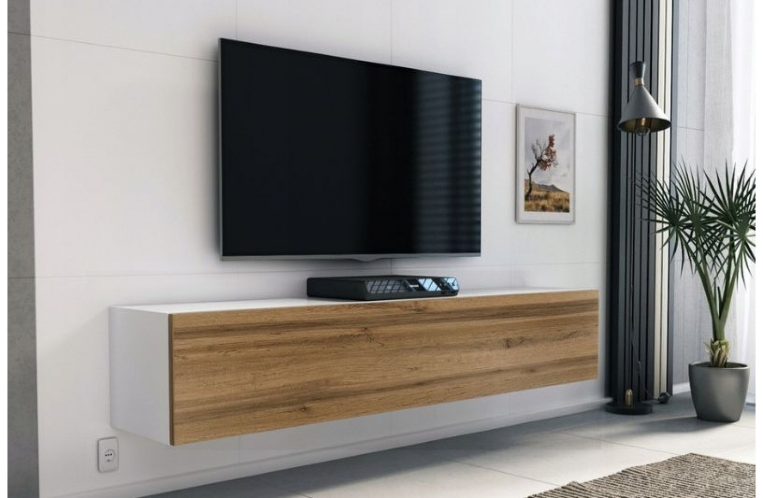 Έπιπλο TV MODUL 160 λευκό - χρώμα δρυός κρεμαστό