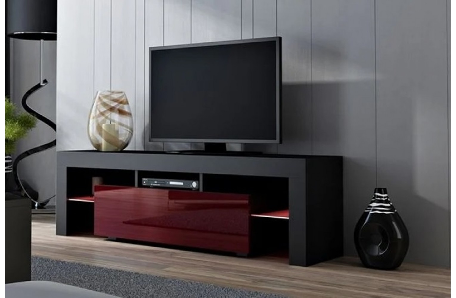 Επιπλο τηλεόρασης APIS 1 Μαύρο ματ - Μπορντό λάκα