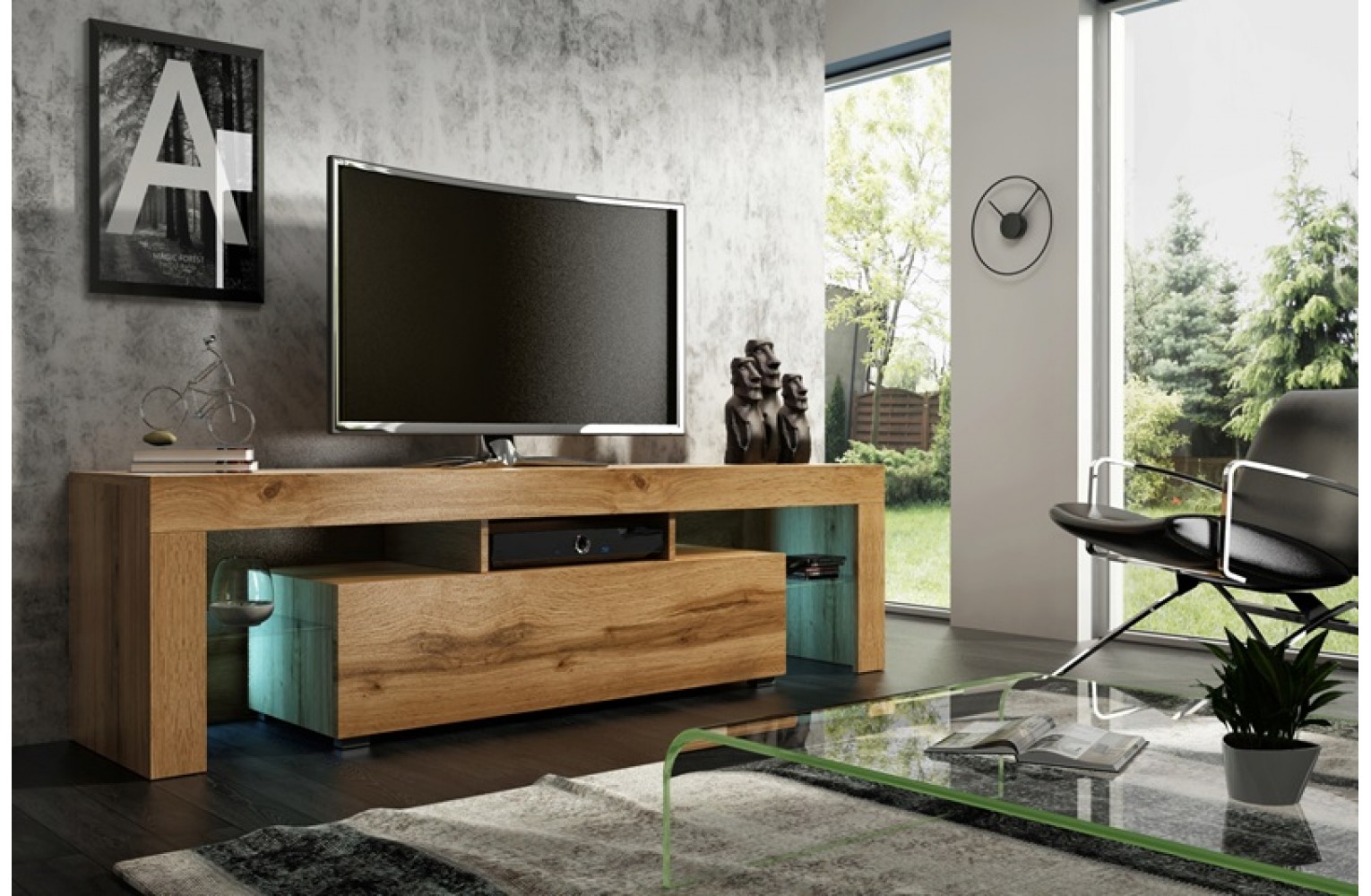 Επιπλο τηλεόρασης MILANO 160 χρώμα δρυός Wotan